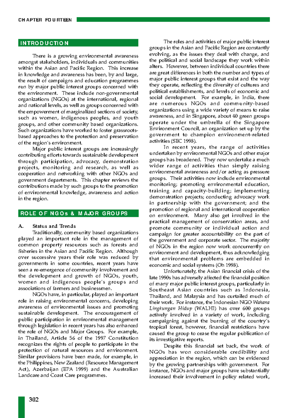 CH14 - The Role of NGOs in Environmental Awareness and Action - Studocu
