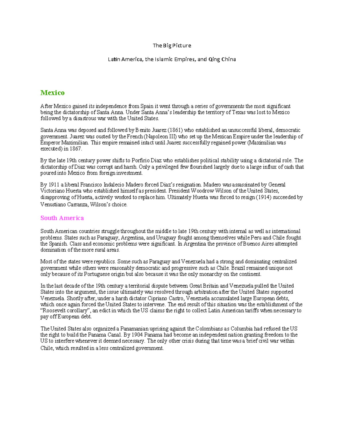 The big picture of Latin America: Historical overview and key events ...