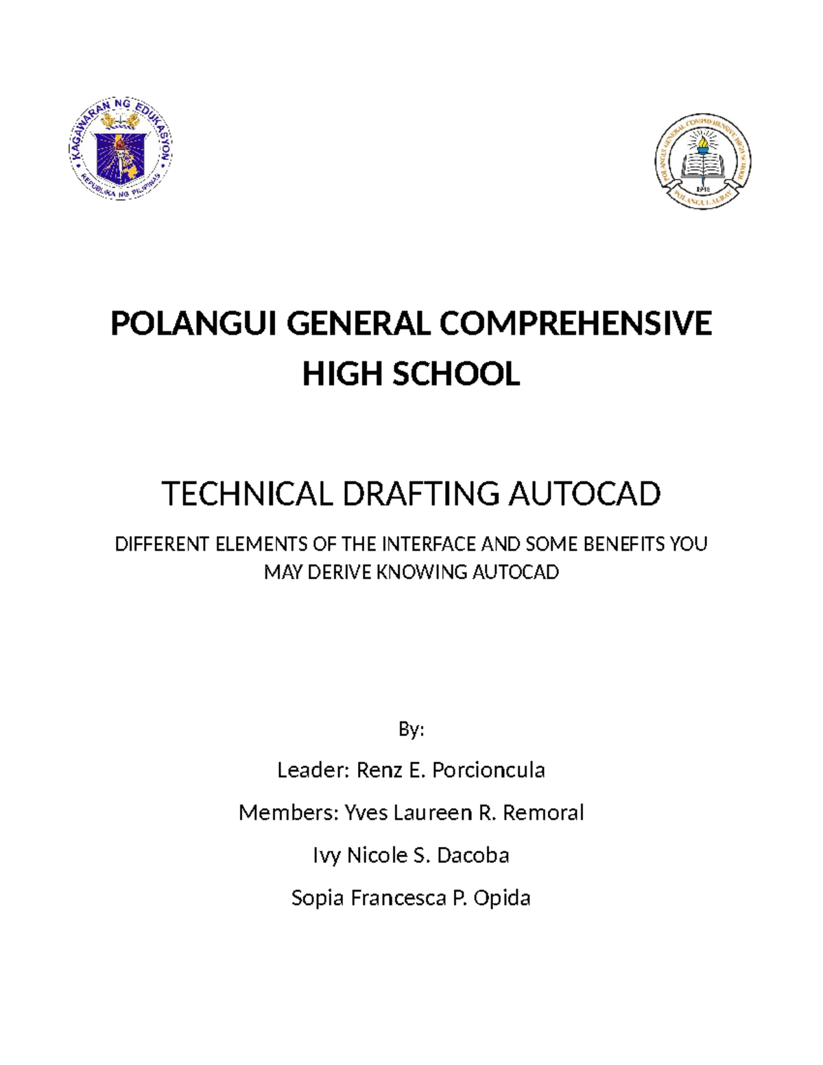 Autocad - vhjk - Computer Science - POLANGUI GENERAL COMPREHENSIVE HIGH ...