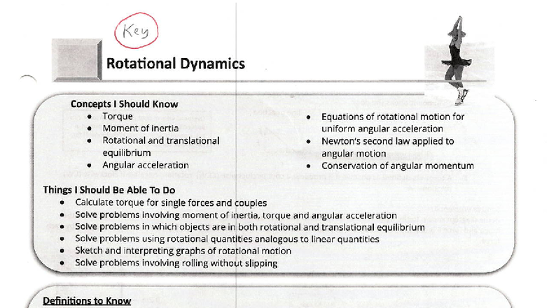 Rotational Dynamics Concepts & Torque Equations (PHYS 101) - Studocu