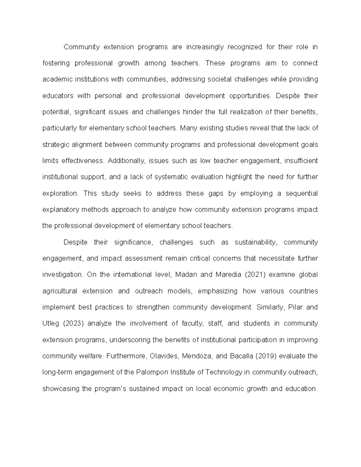 Research Study on Community Extension Programs Impact on Teachers - Studocu