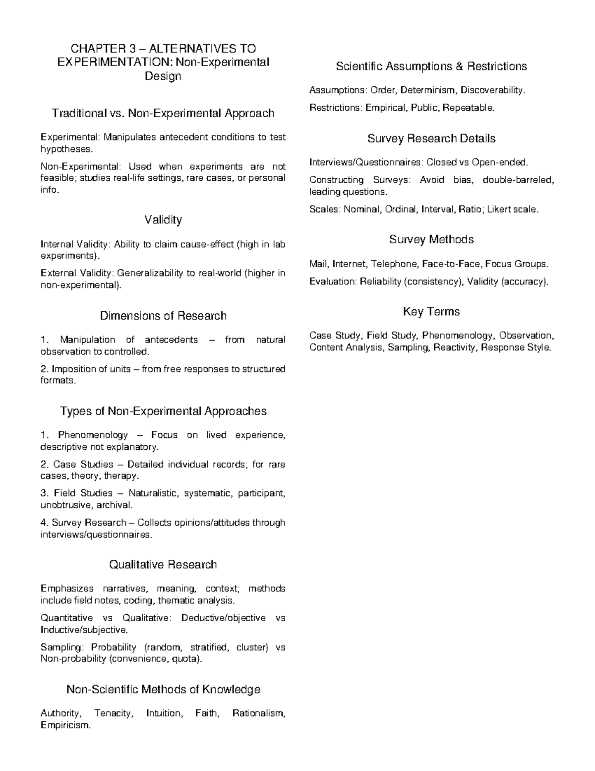 CHAPTER 3: Alternatives to Experimentation - Key Concepts & Methods ...