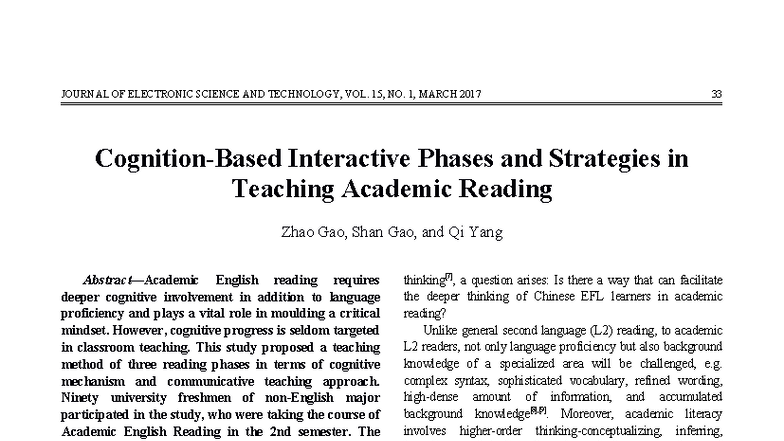 Cognition-Based Interactive Strategies for Academic Reading (EAP 101 ...