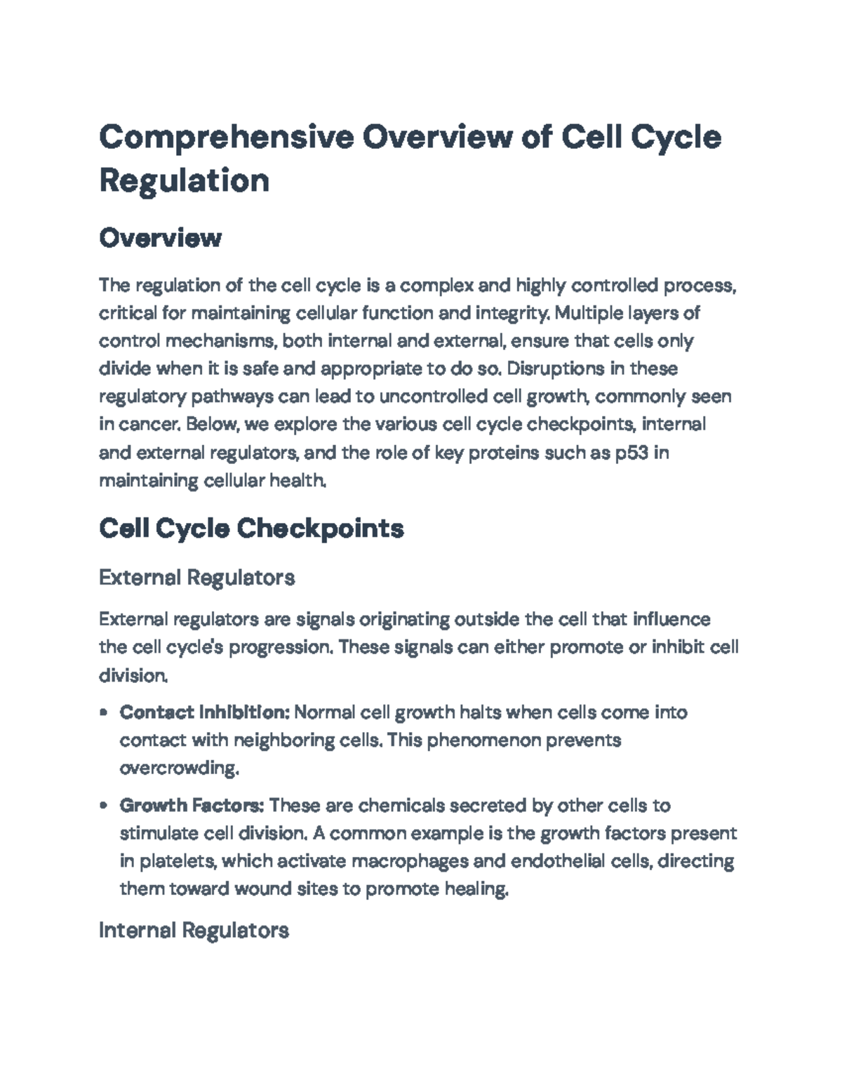 Comprehensive Overview of Cell Cycle Regulation and Cancer Mechanisms ...