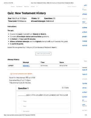New Testament History quiz - Score for this attempt:Submitted Jun 19 at ...