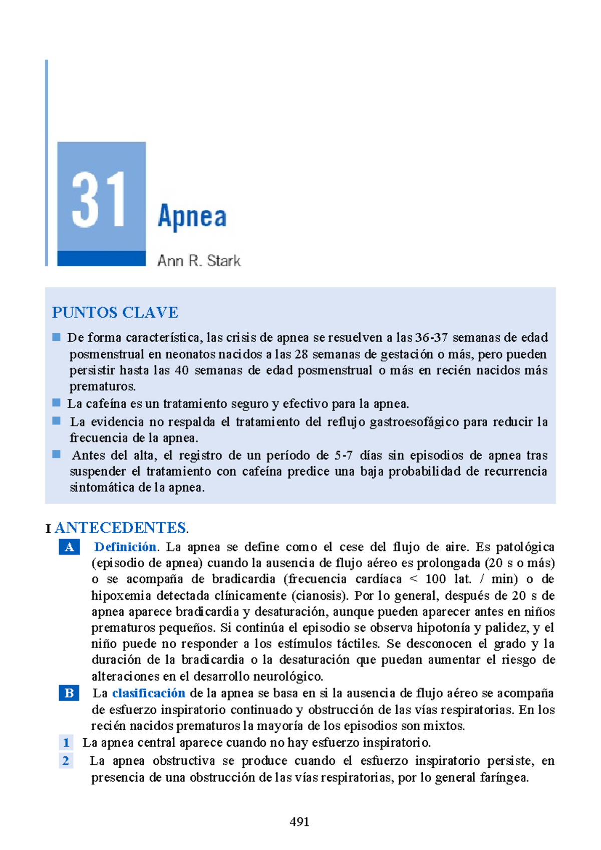 Apnea de Prematuridad: Puntos Clave y Tratamiento (Cloherty y Stark ...