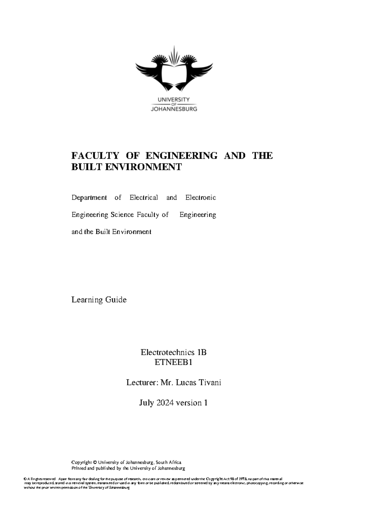 ETNEEB1 Electrotechnics Study Guide 2024: A Comprehensive Resource ...