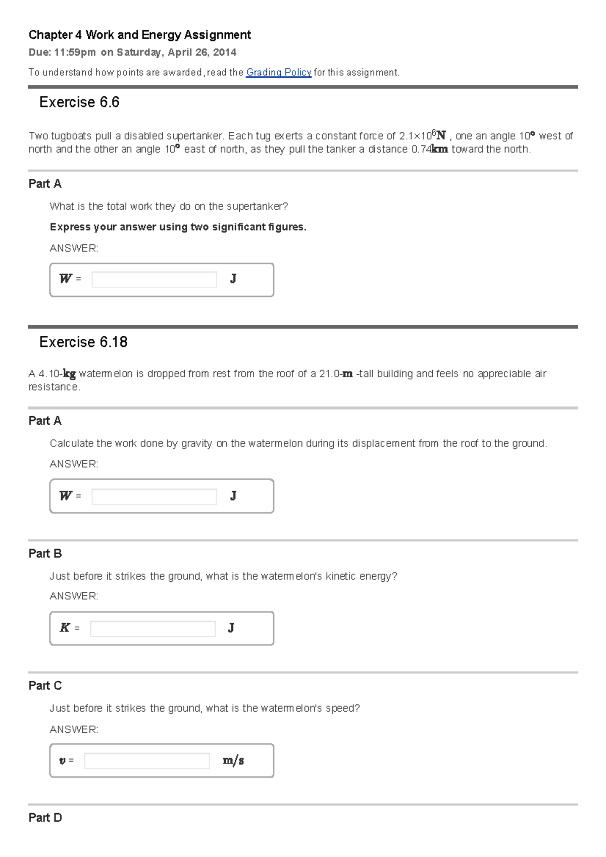 Chapter 4 Work and Energy Practice Questions - Studocu