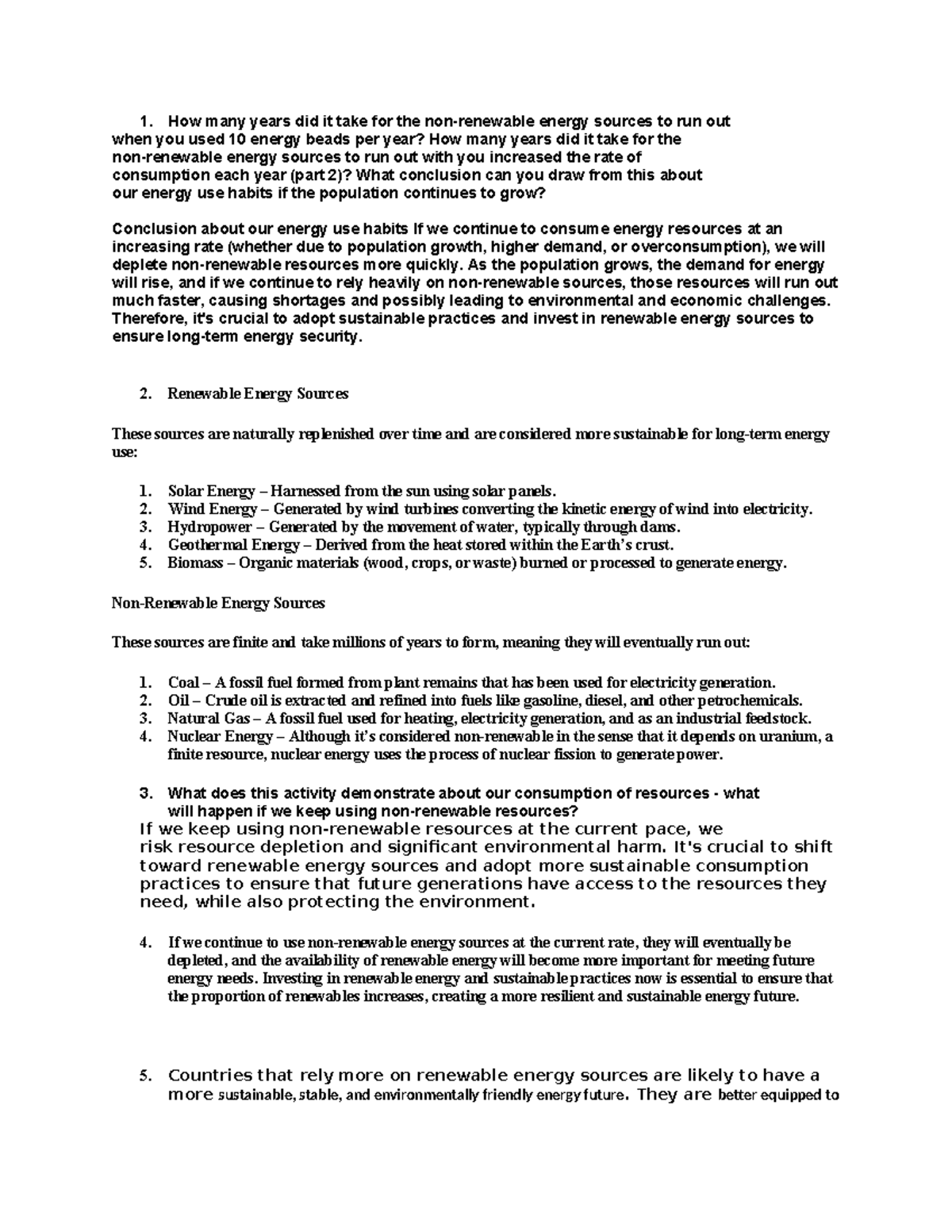 Renewable Energy Assignment 4-2: Analyzing Consumption Impact - Studocu
