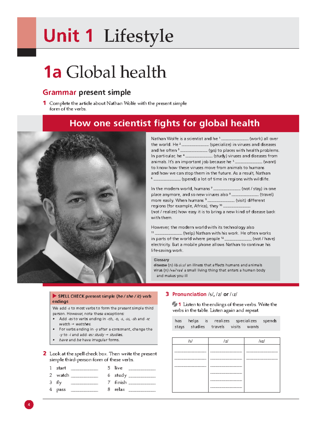 Life 2E Pre-intermediate Unit 1 WB - 1a Global health Unit 1 Lifestyle ...