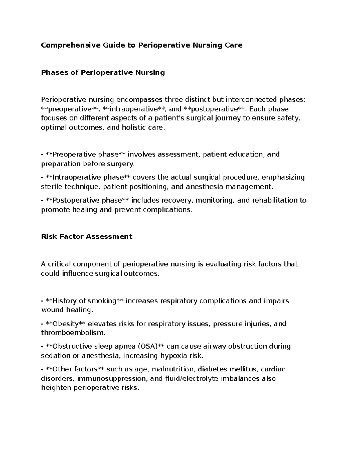 Comprehensive Guide to Perioperative Nursing Care: Phases & Practices ...