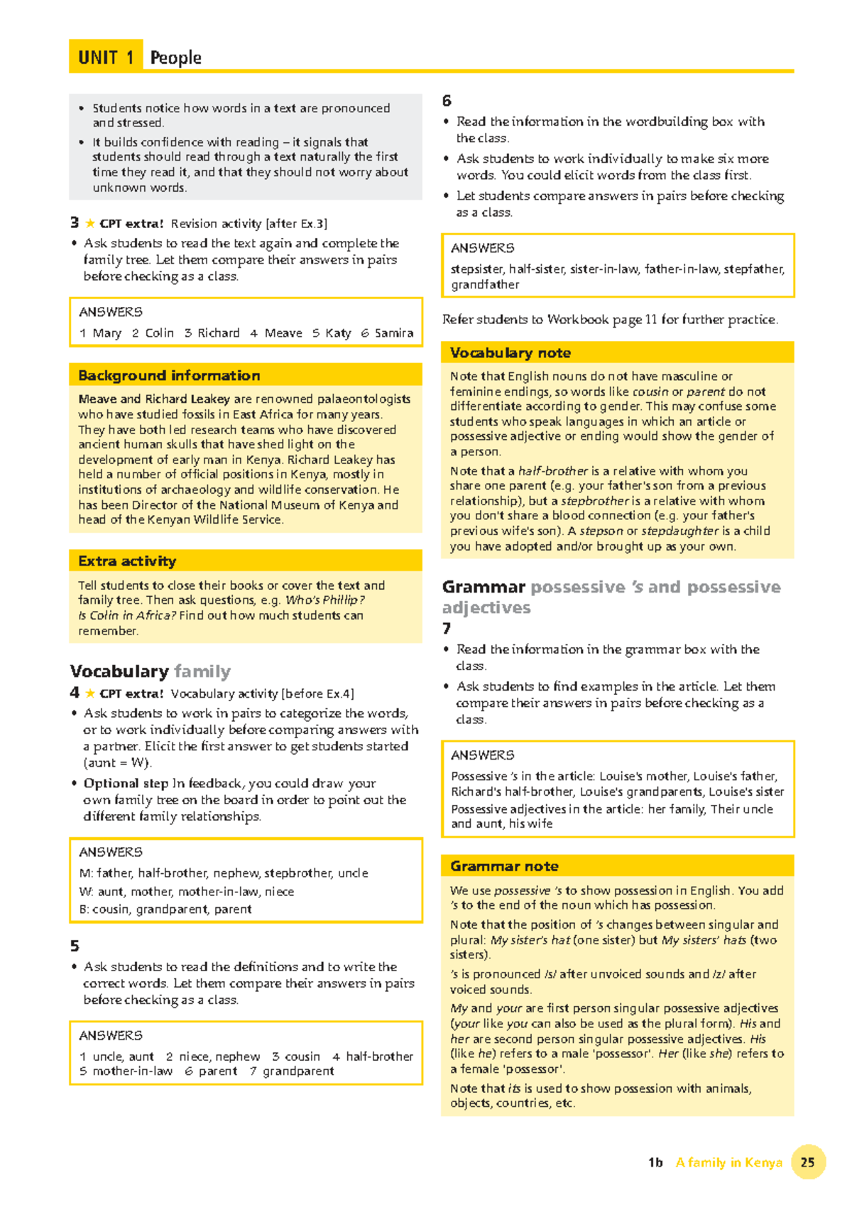 Unit 1: Family Vocabulary & Grammar Activities (TB Life 2e) - Studocu