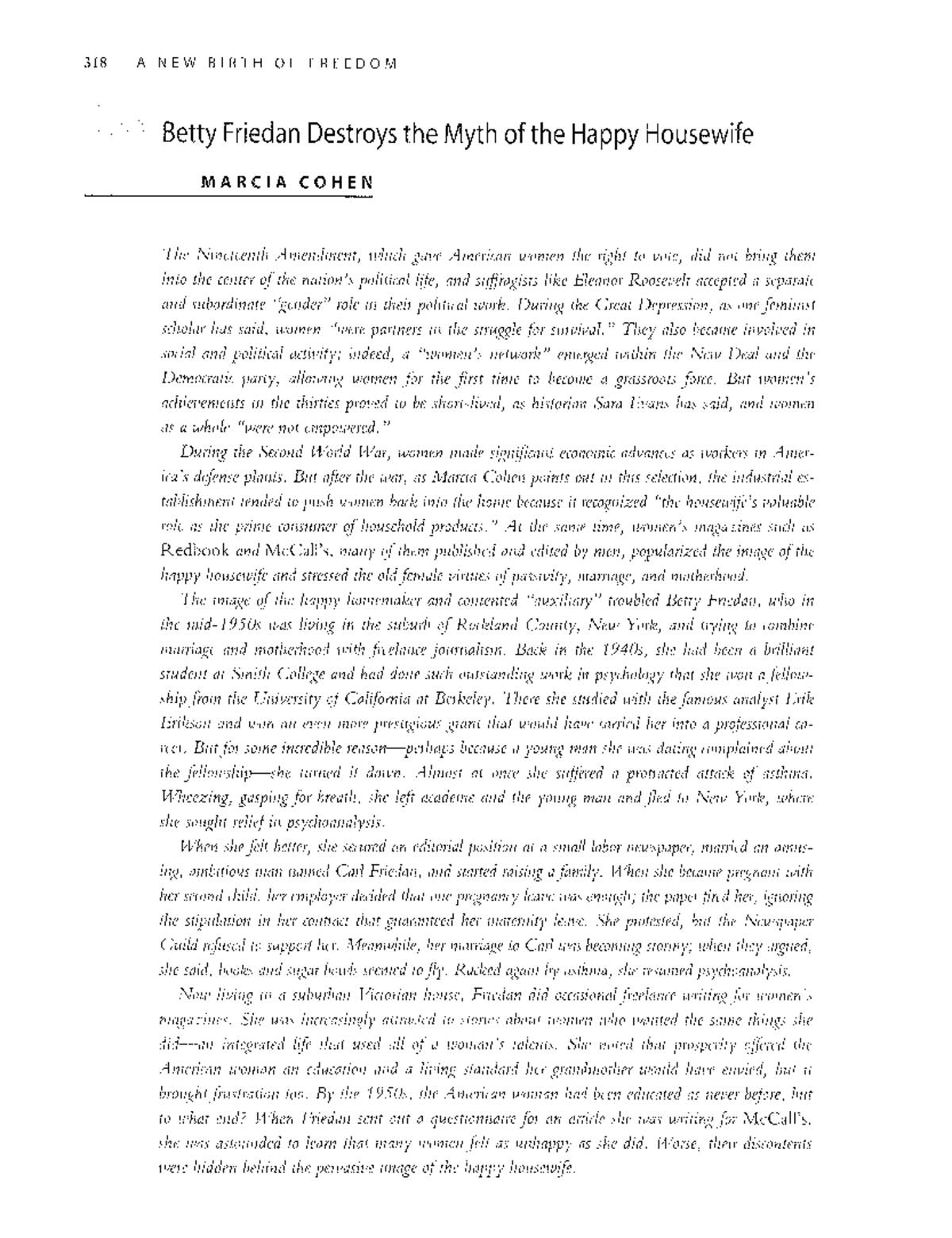 318 A New Birth of Freedom: Betty Friedan and the Happy Housewife Myth ...
