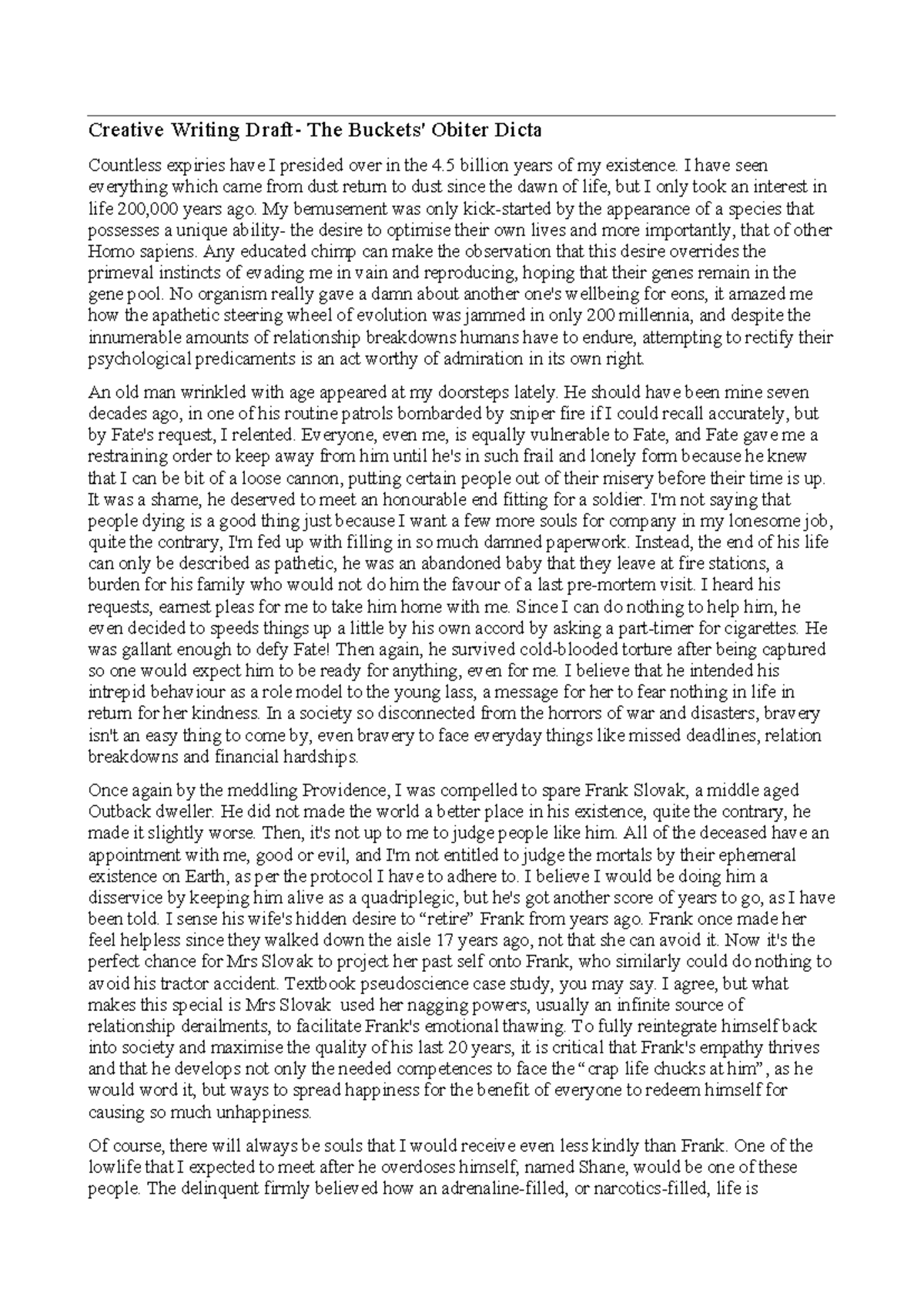 Creative Writing: Obiter Dicta - A Reflective Analysis on Life and ...