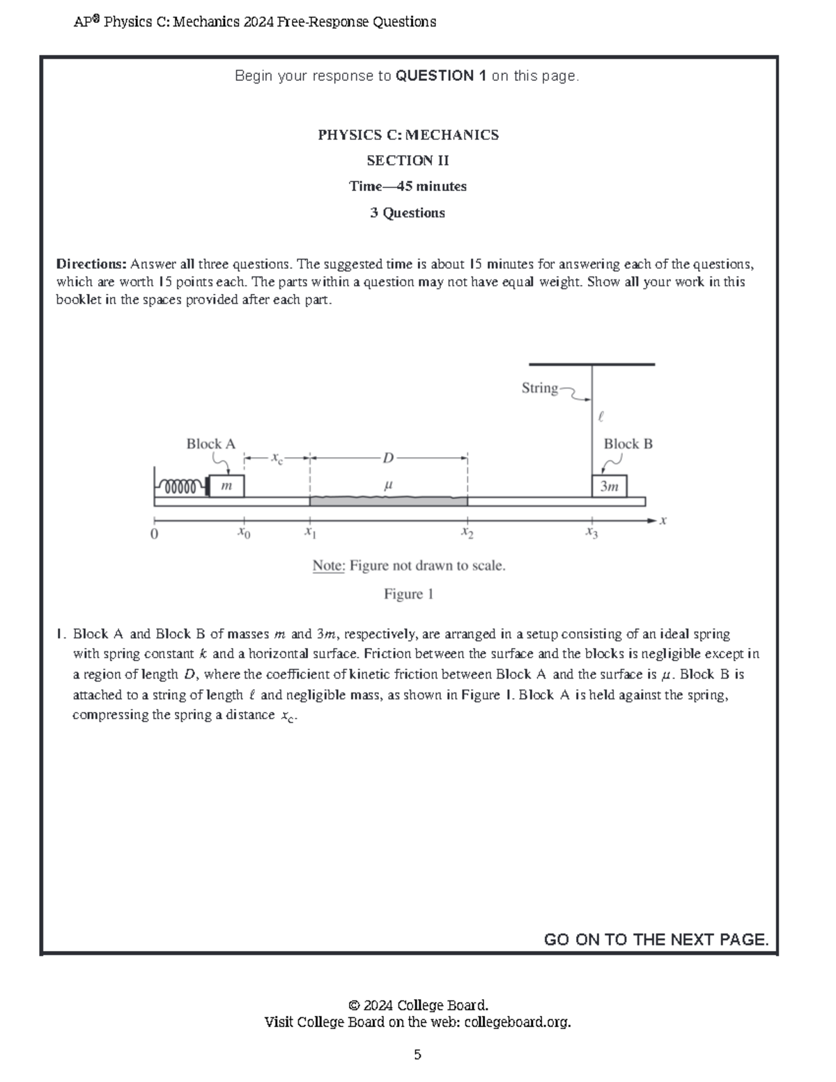 2024 AP Physics C Mechanics Free-Response Questions Set 1 - Studocu