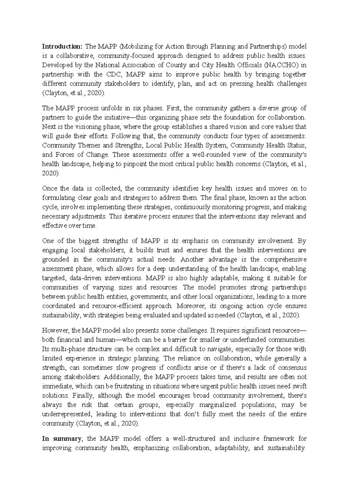 HS 3814 Learning Journal: Exploring the MAPP Model in Public Health ...