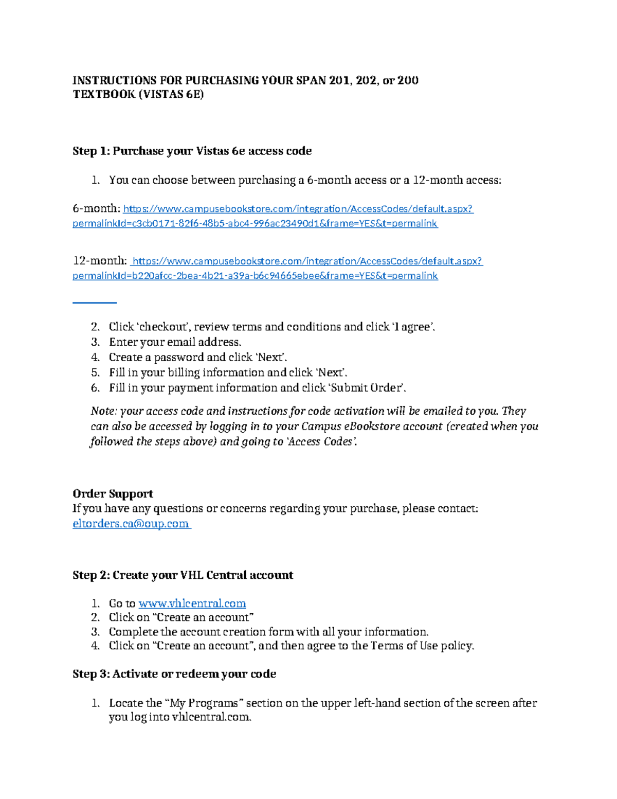 Concordia Student - Instructions for online purchase of Vistas 6E ...