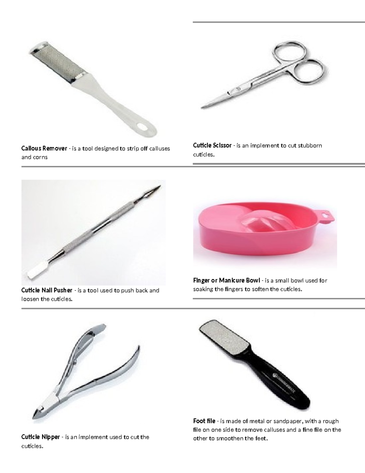 Nail Care Materials Overview for Course NAIL101 - Studocu