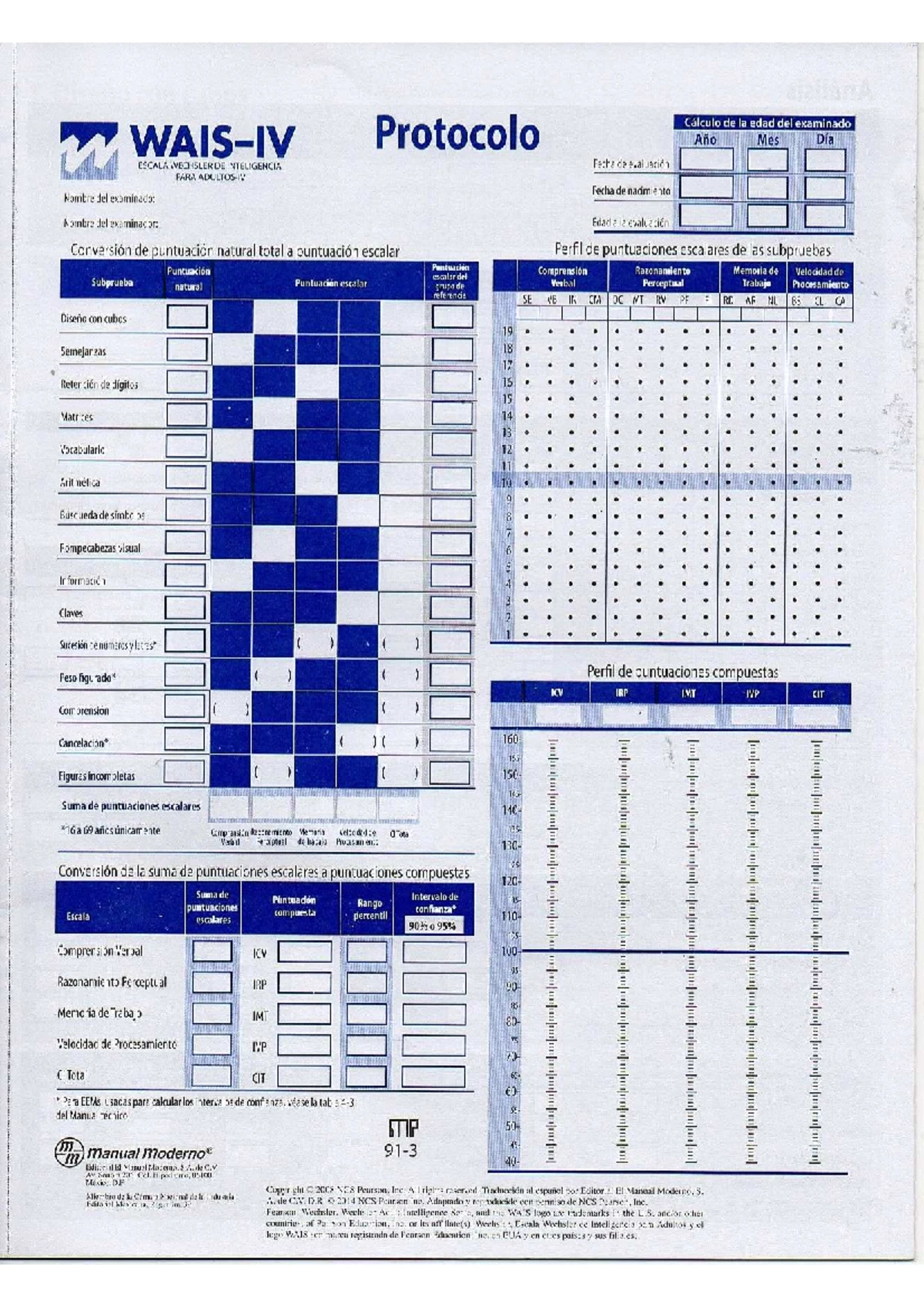 WISC-V Protocolo Completo de Aplicación y Registro - Studocu
