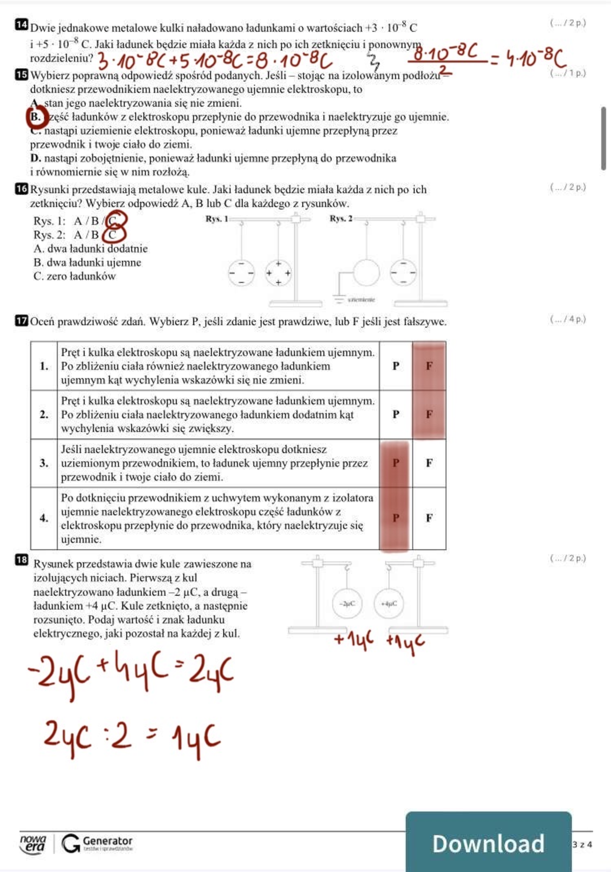 Elektrostatyka: Sprawdzian z naładowania ciał i oddziaływań ...