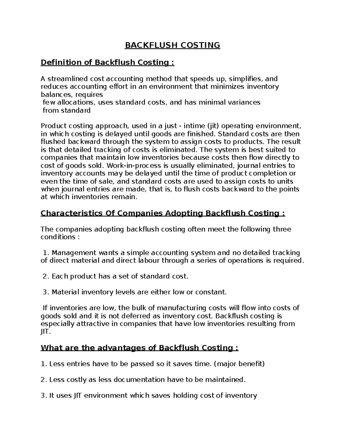 130885867 - Final Exam Notes on Backflush Costing Techniques - Studocu