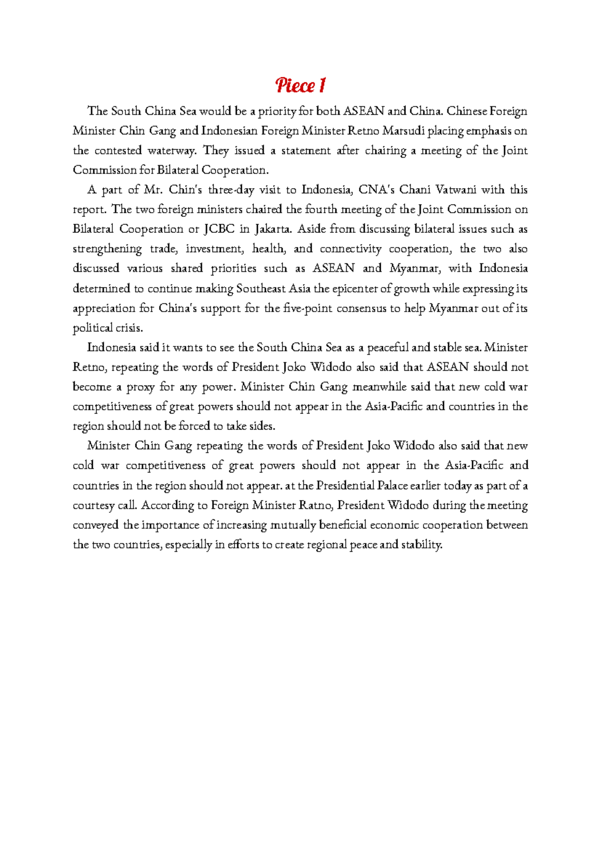 ASEAN and China: Priorities in the South China Sea - Esp III u13 - Studocu