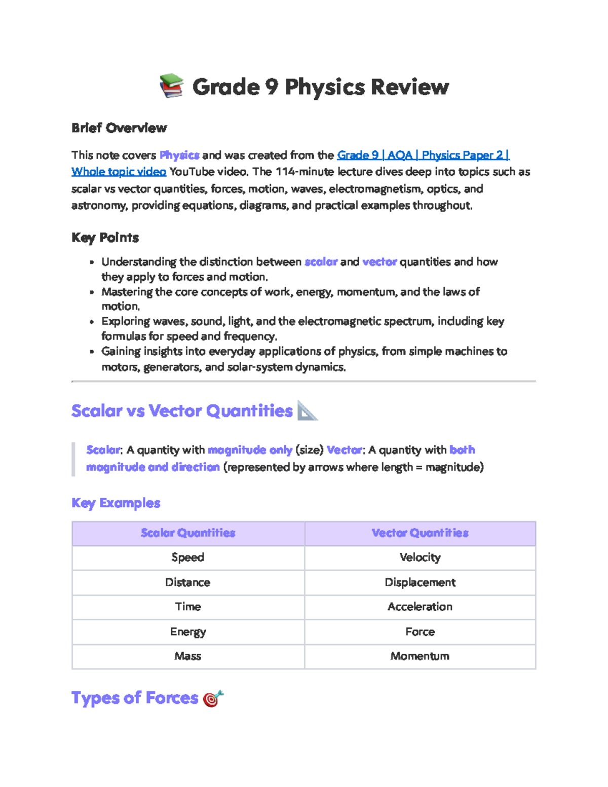 Grade 9 AQA Physics Review: Key Concepts & Equations - Studocu