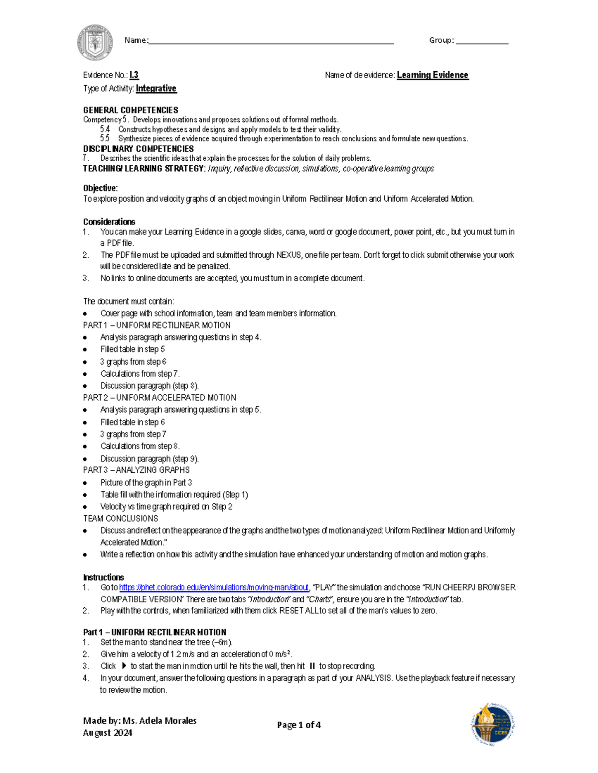 Evidence I.3 - Learning Evidence Stage 1 - Made by: Ms. Adela Morales ...