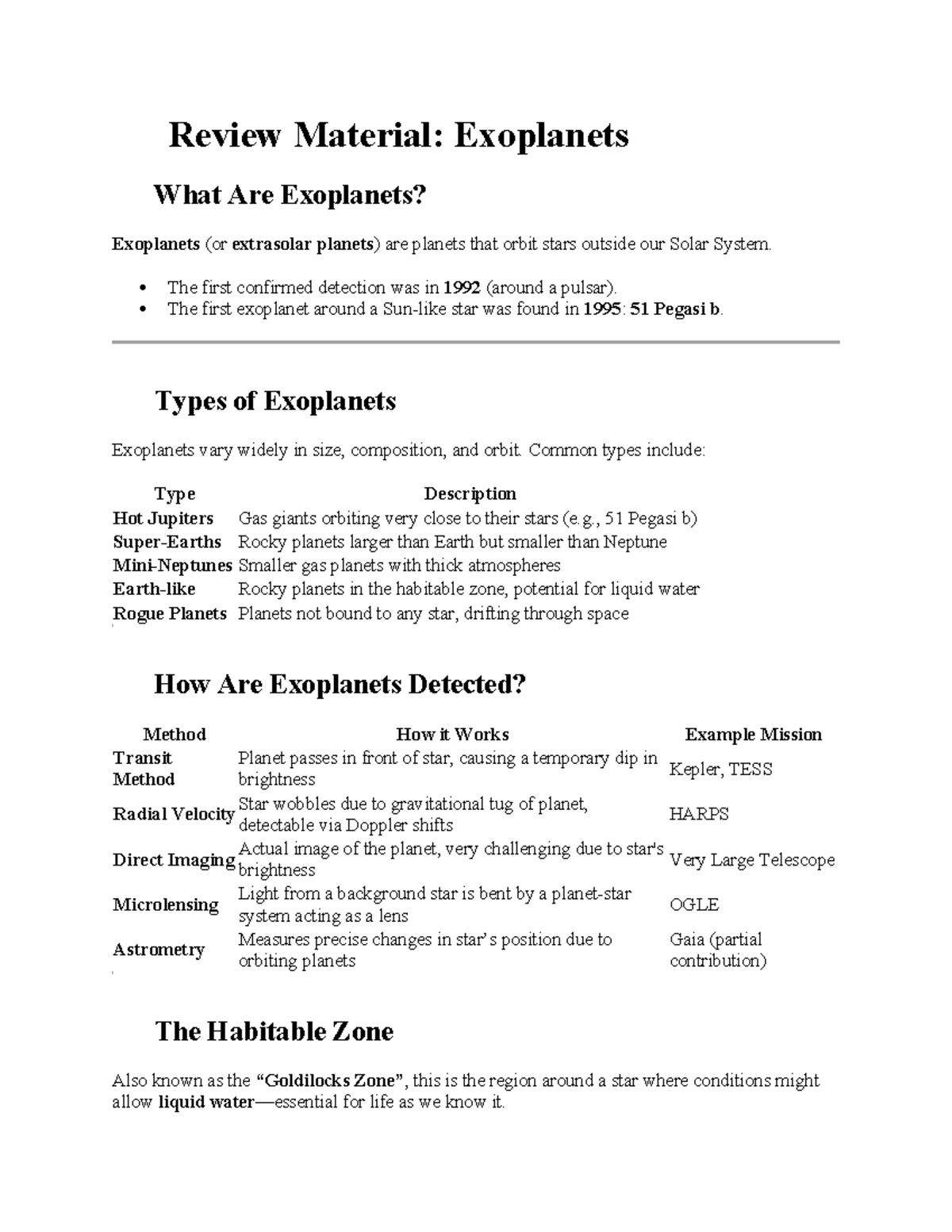 Exoplanets Overview: Types, Detection Methods, and Habitable Zones ...