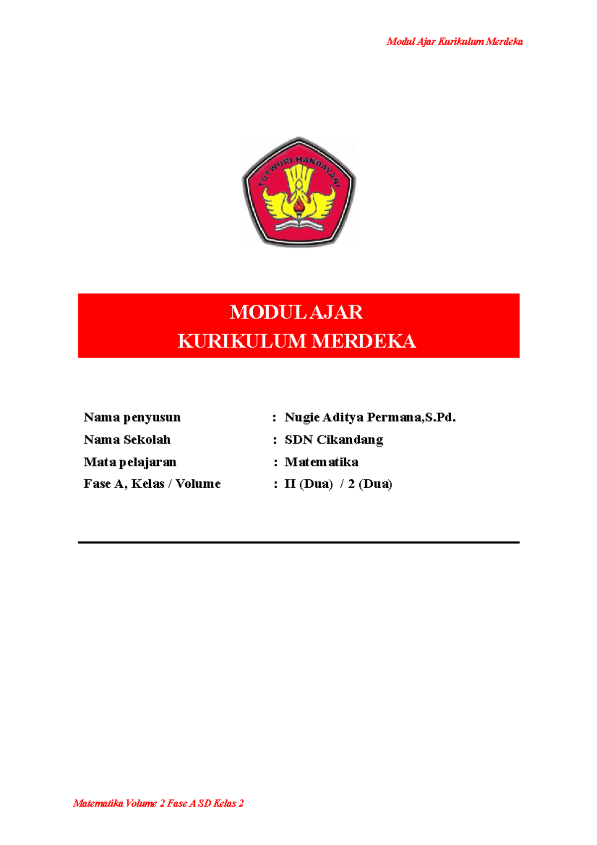 Modul Ajar Matematika Kelas 2 Fase A Kurikulum Merdeka (Dua) - Studocu