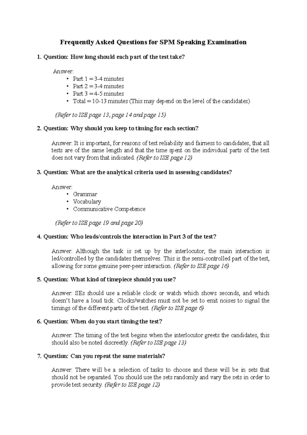 SPM Speaking Exam FAQs: Key Insights and Guidelines - Studocu