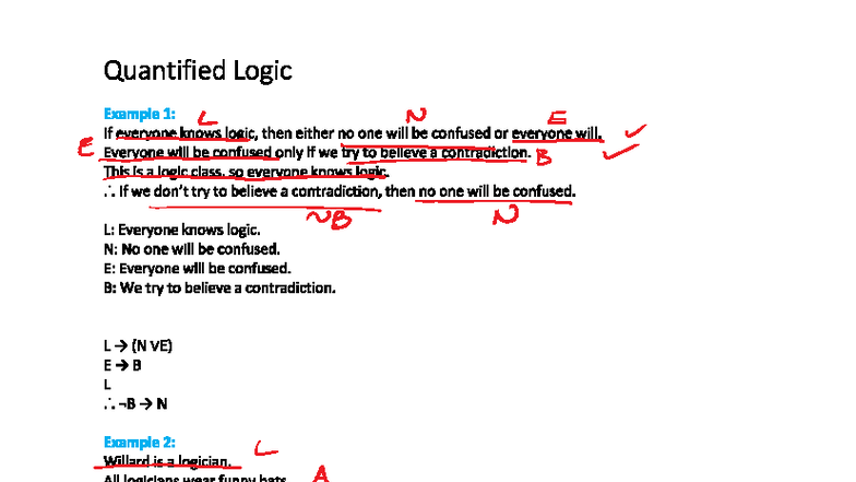 COMP107 - Quantified Logic Examples and Notes - Studocu