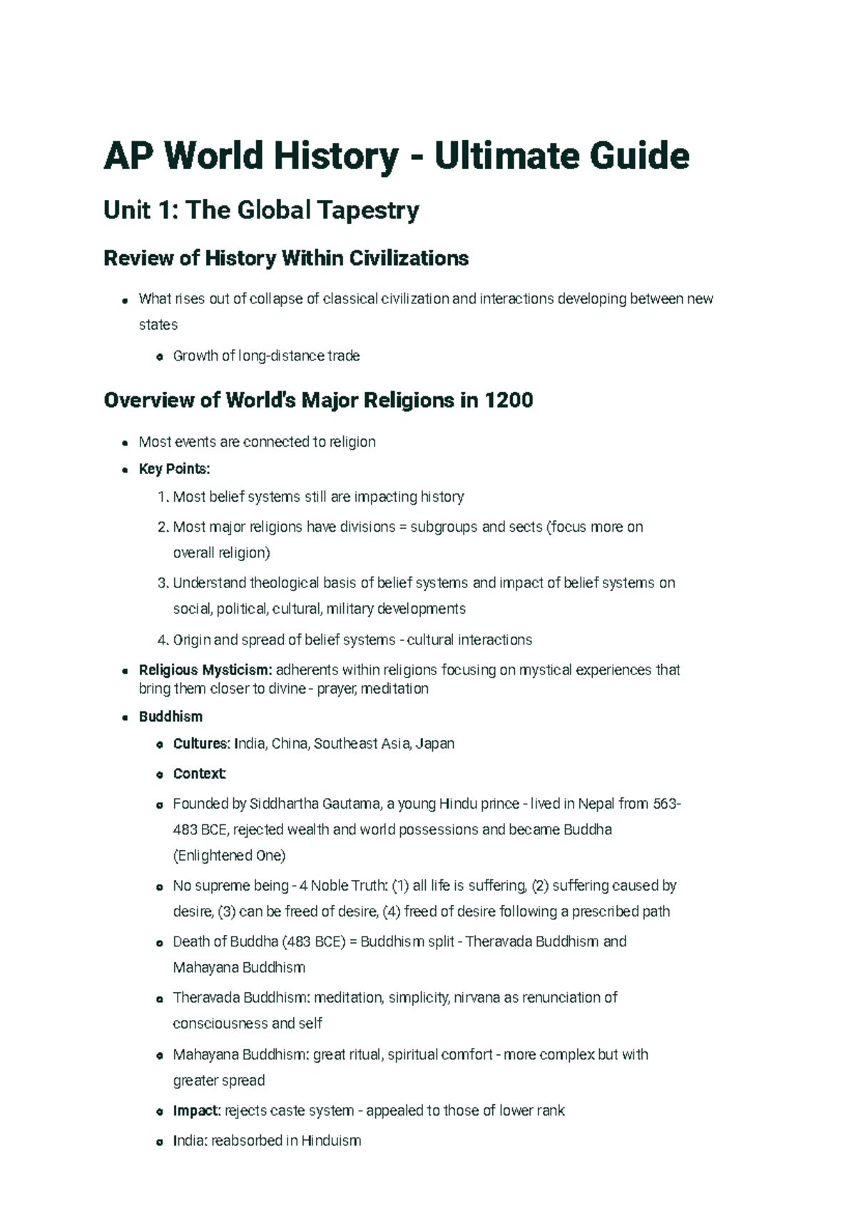 AP World History - Comprehensive Guide to Global Civilizations - Studocu