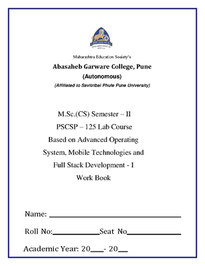 MSc(computer Science) - CSUT1231 - SPPU - Studocu