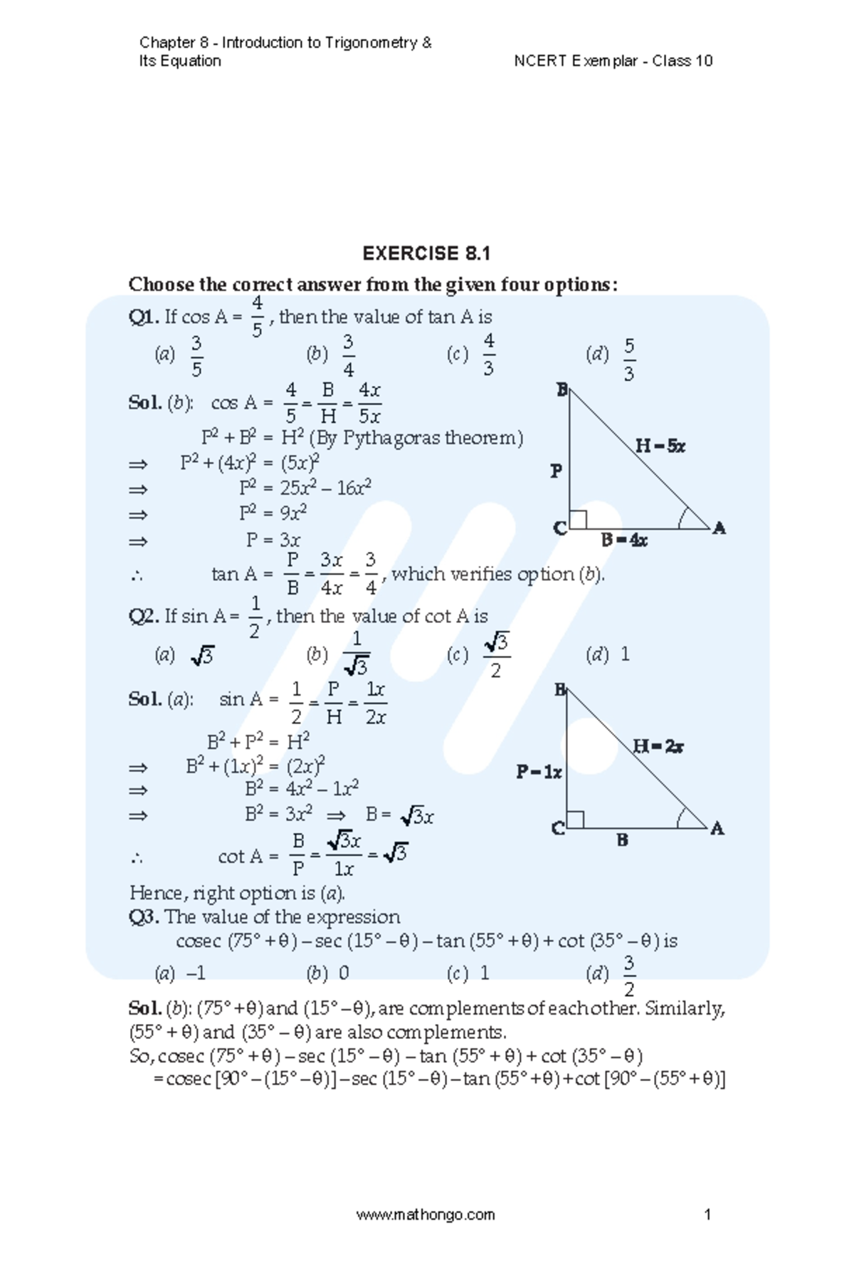 Ch8 - Ch8 - EXERCISE 8. Choose the correct answer from the given four ...
