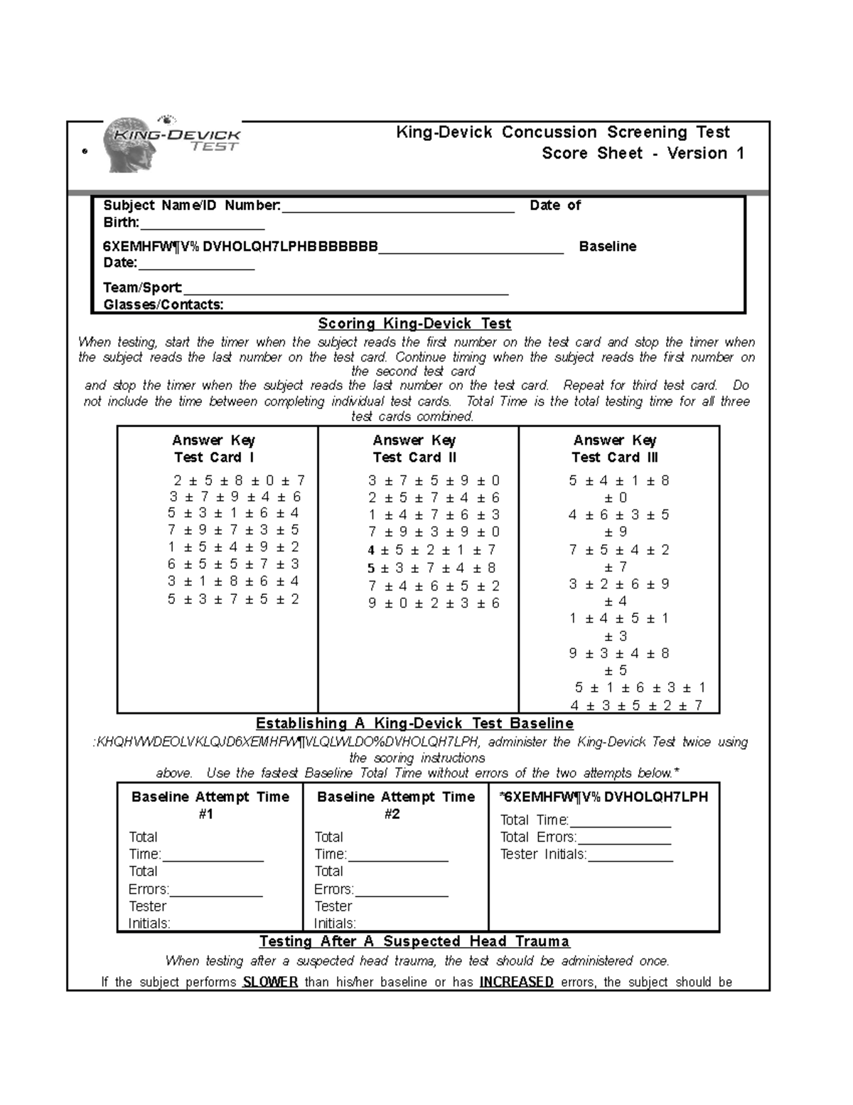 King devick concussion test - King-Devick Concussion Screening Test ...