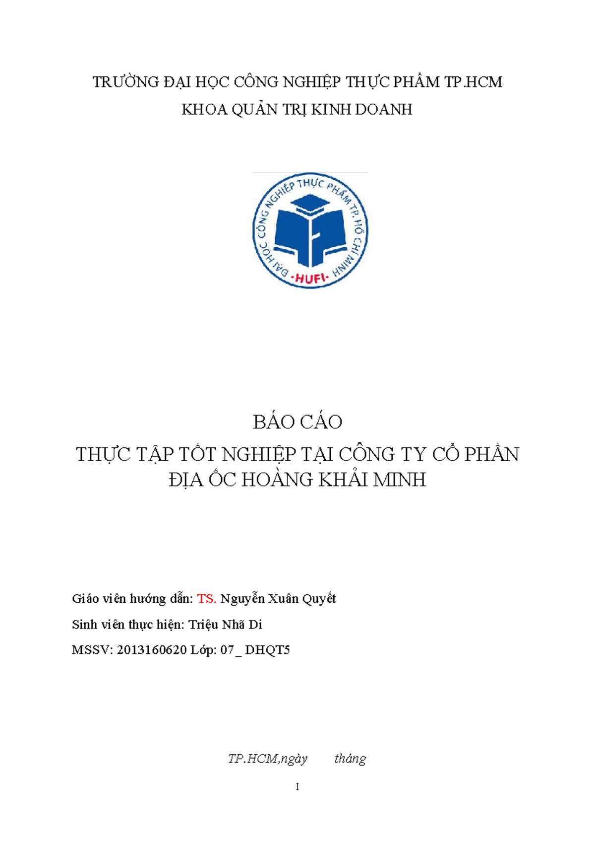 Báo Cáo Thực Tập Tốt Nghiệp - Triệu Nhã Di - 07_DHQT5 - Studocu