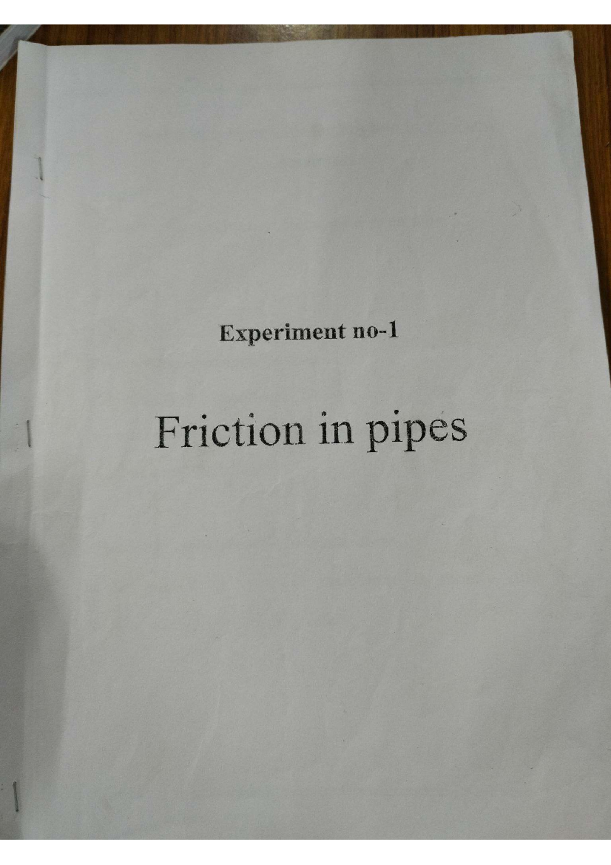Friction in Pipes: Operating Instructions for FM Lab Experiment - Studocu