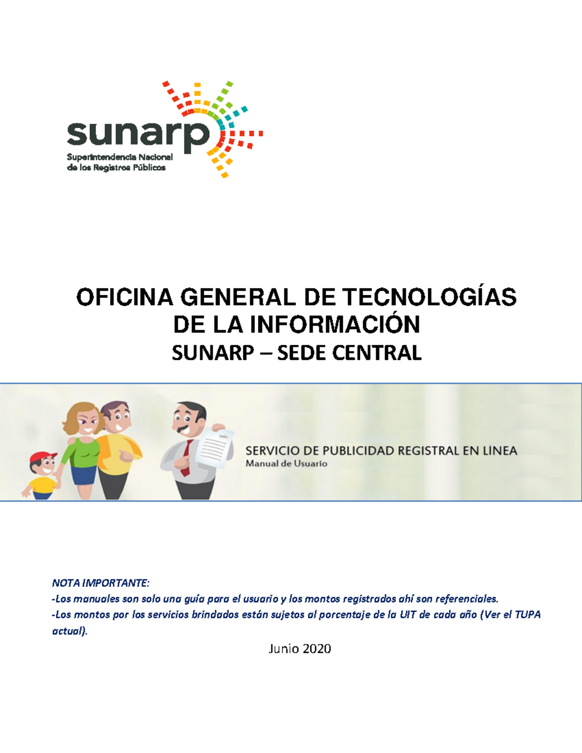 Sunarp Manual uso publicidad en Linea - OFICINA GENERAL DE TECNOLOGÍAS DE LA INFORMACIÓN SUNARP ...