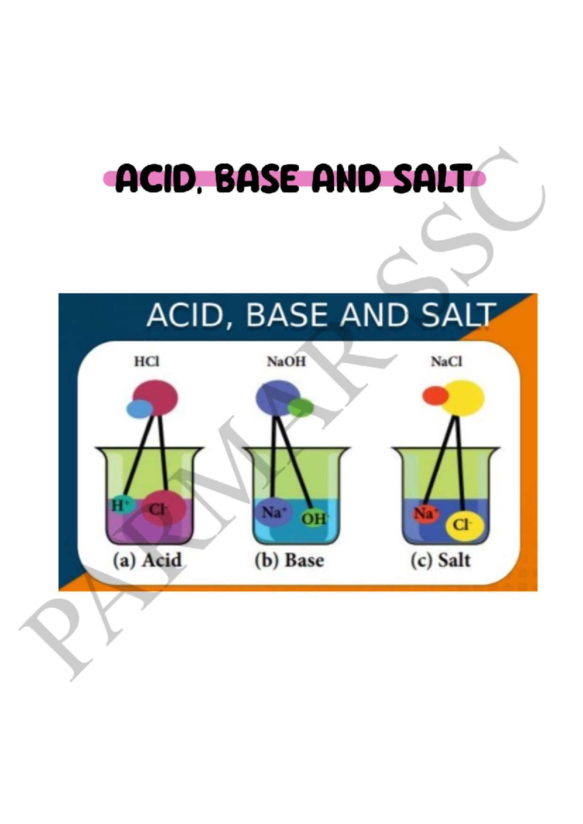 Acid, Base & Salt - DGSFDH Study Notes - Studocu