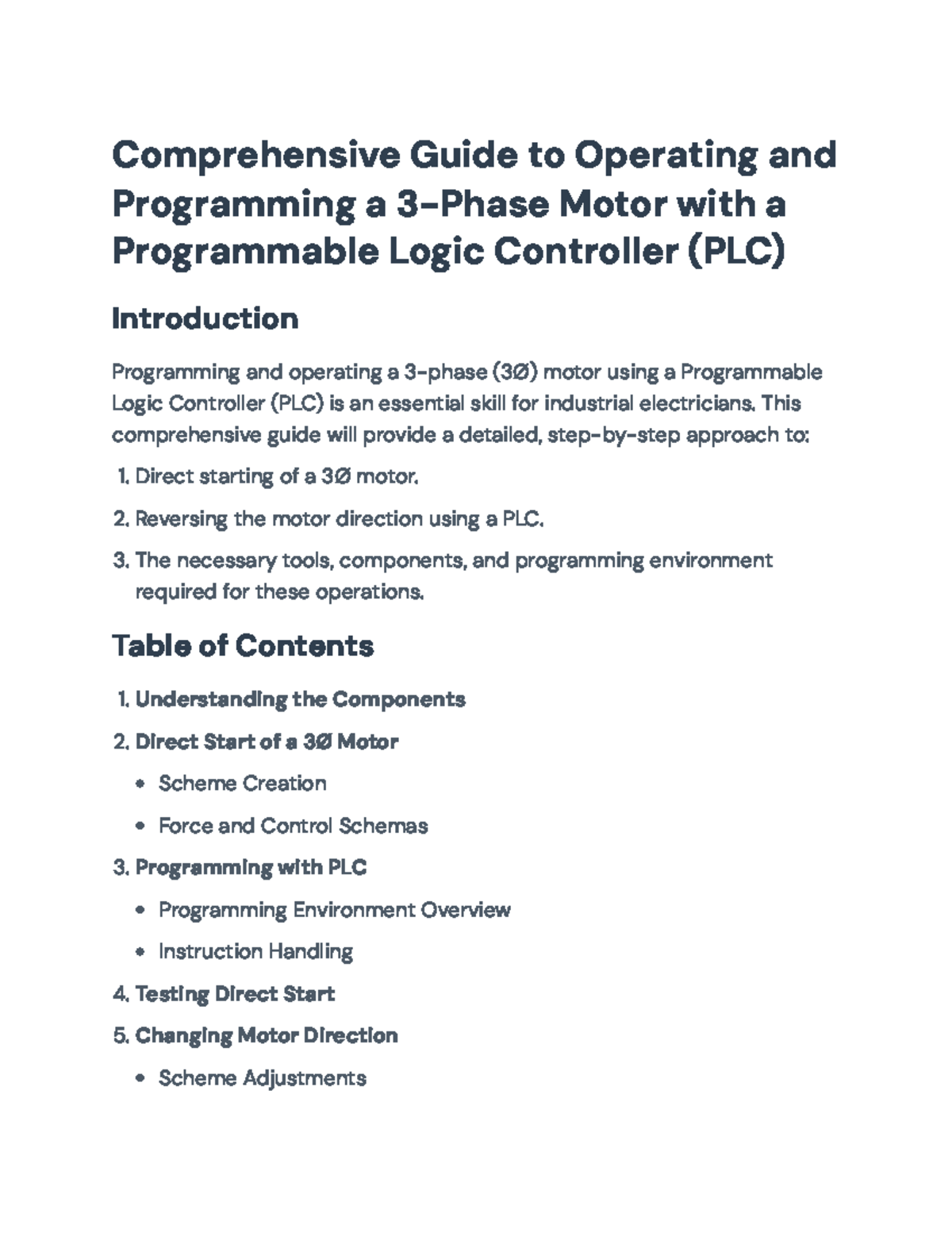 Comprehensive 3-Phase Motor Control via PLC Programming Guide - Studocu
