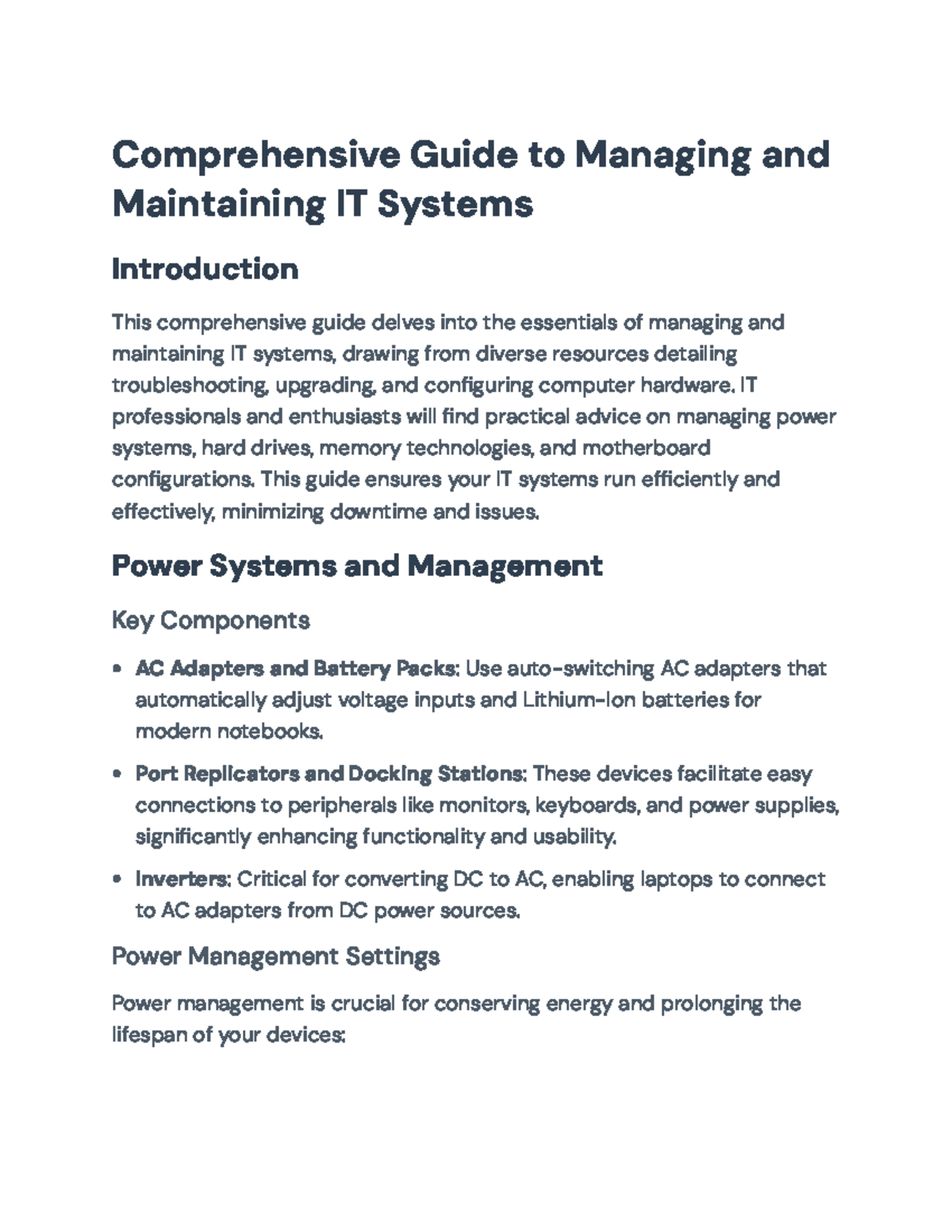 Comprehensive IT Systems Management Guide (IT 101) - Comprehensive ...