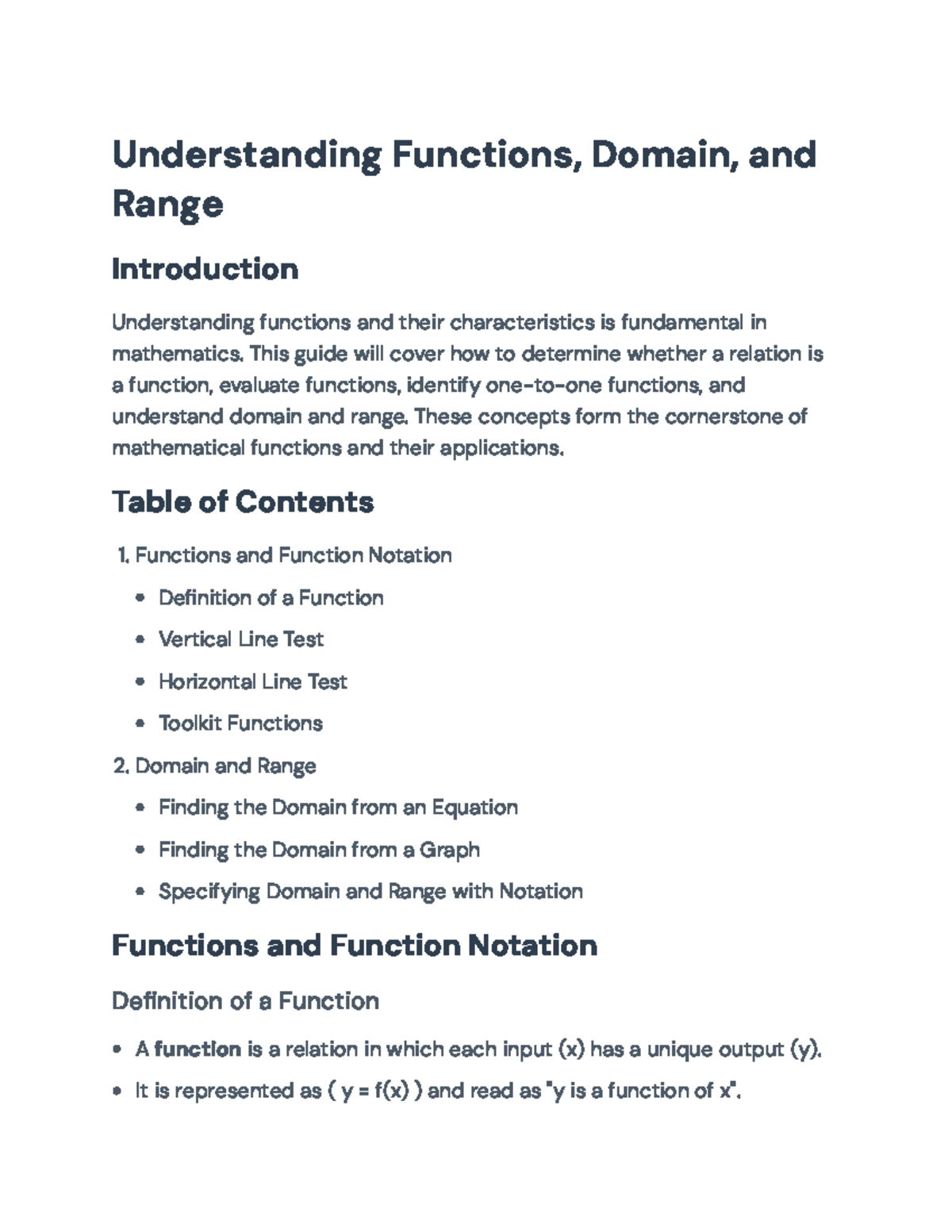 Understanding Functions and Their Domain & Range: A Detailed Guide ...