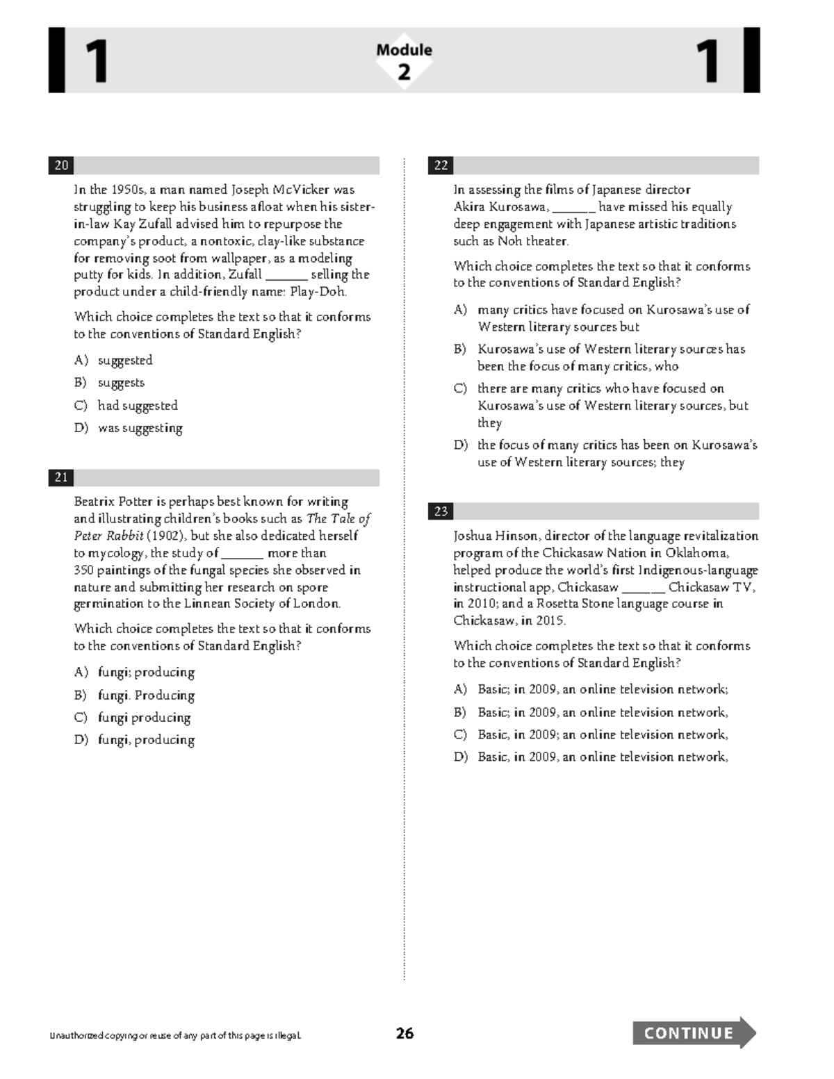 SAT Practice Test 2: Module 1 & 2 Questions and Answers - Studocu