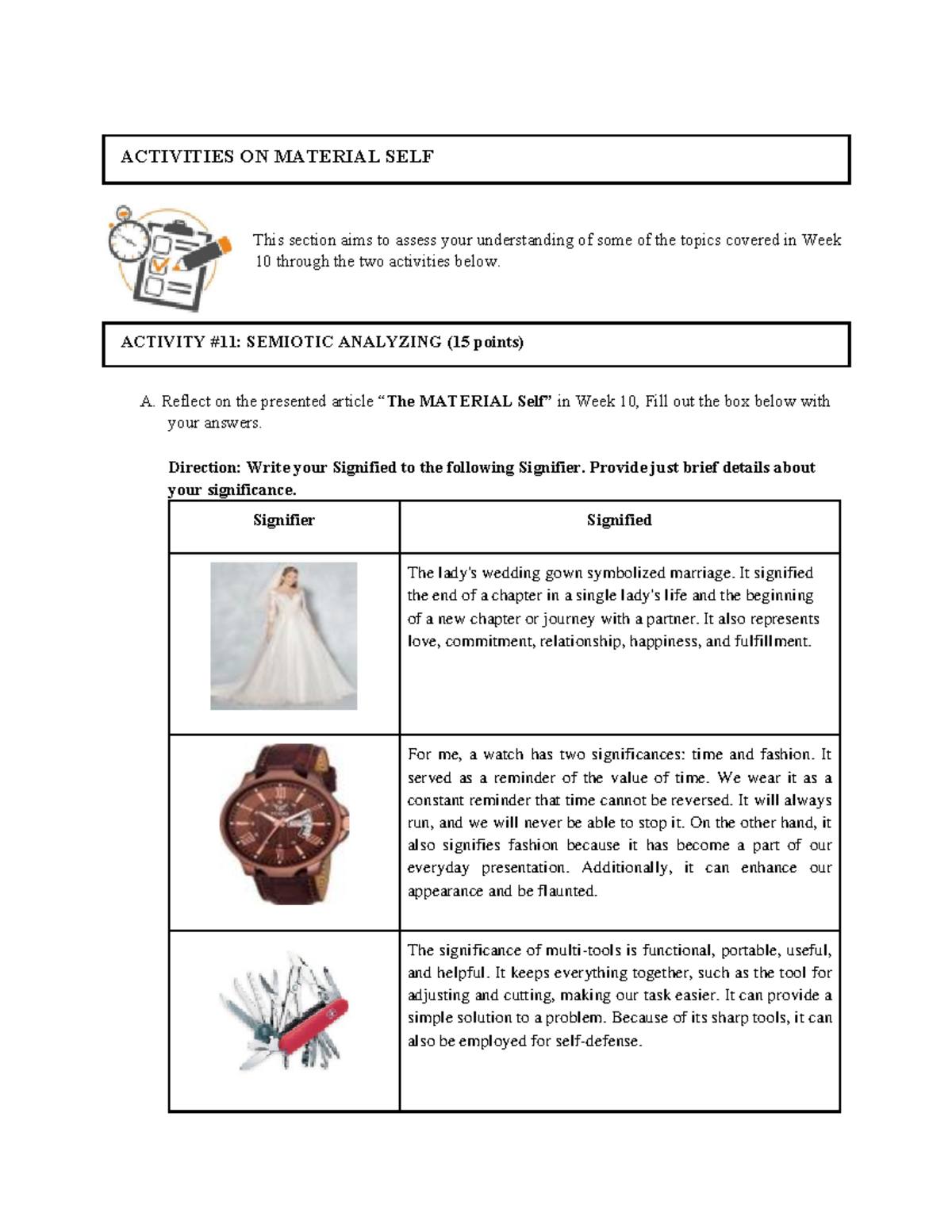 GED 101 Activity 4: Material Self Understanding Exercises - Studocu