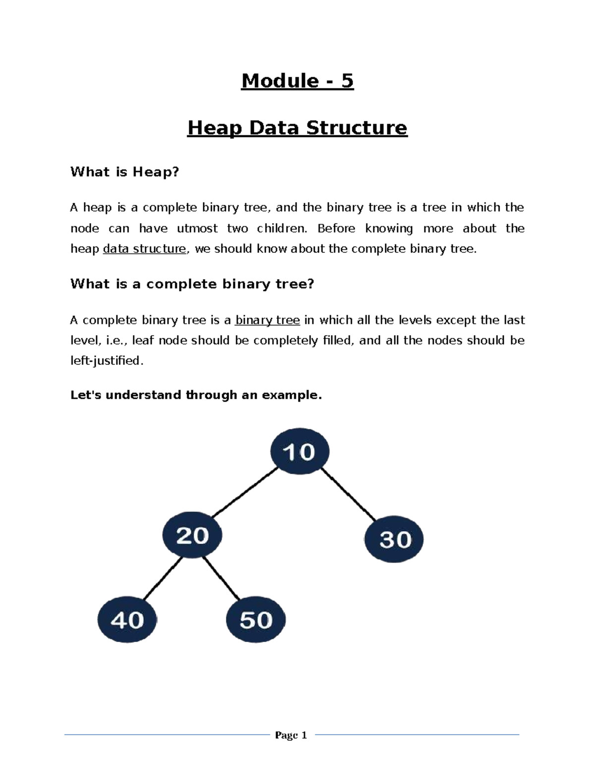 DSA - Module 5 - Heap Data Structure and Trie Overview - Studocu