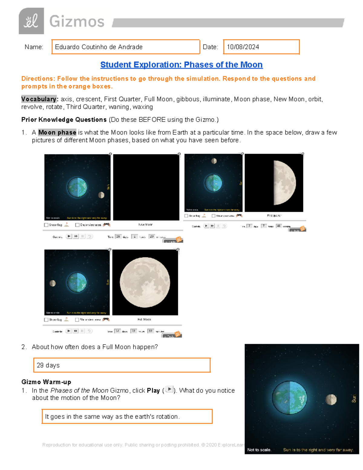 Phases of the Moon Exploration: SE - Science 101 - Studocu