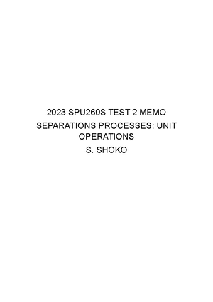 TUT 4 Drying - 2023 SPS360S Tutorial 4 Questions Drying S. SHOKO Hand in Q3 , Q4 and Q Deadline ...