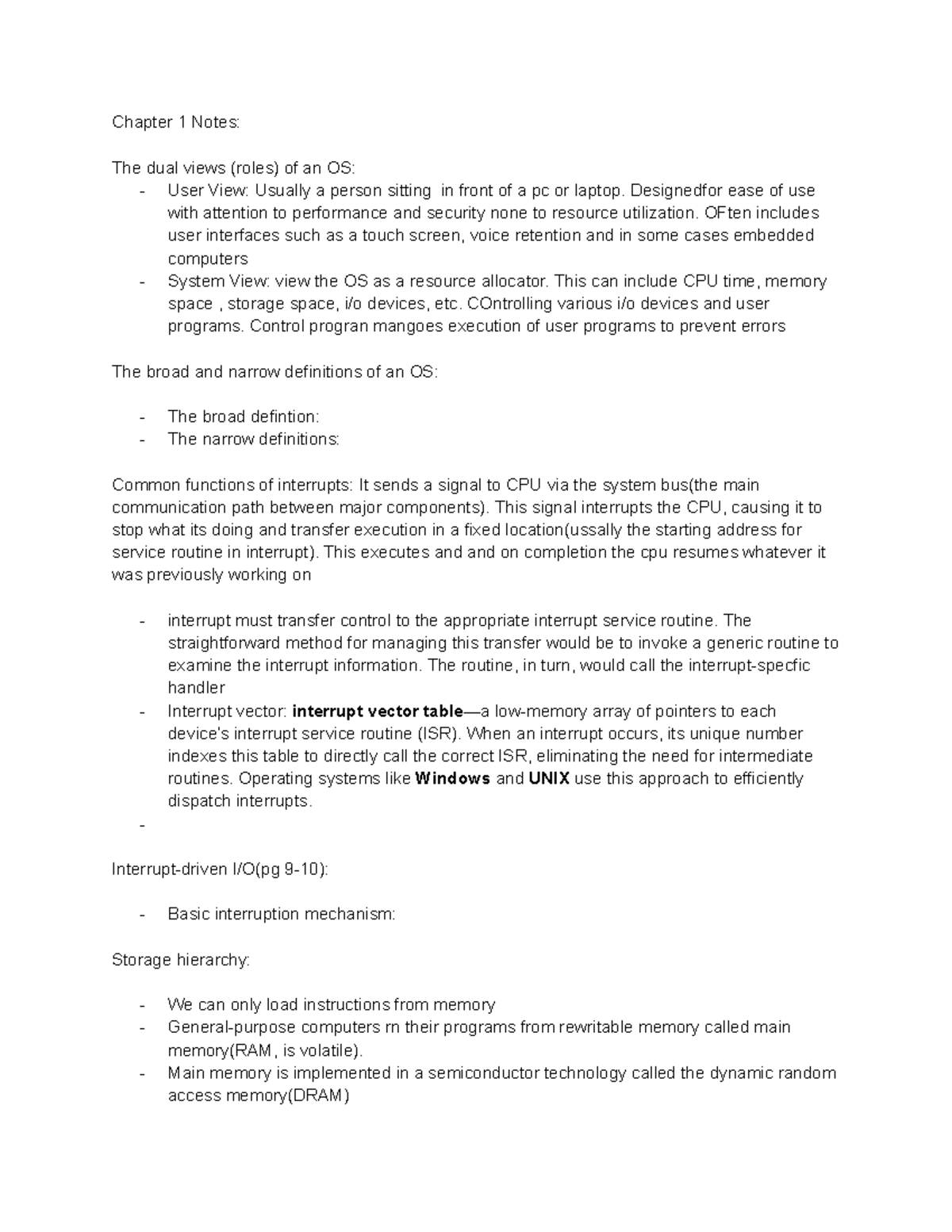 CSe330 Midterm Notes: OS Concepts & Synchronization Overview - Studocu