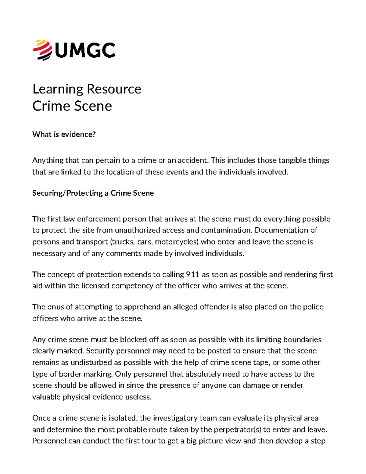 CRJ 101: Crime Scene Evidence Collection and Documentation Guide - Studocu